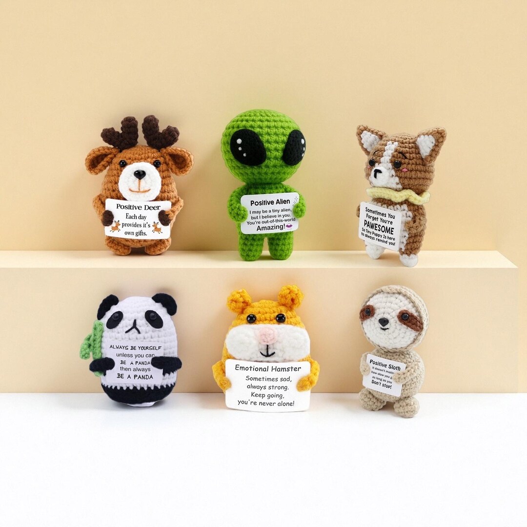 Crochet Positive Alien, Positive Animals , Handmade Panda, Emotional ...