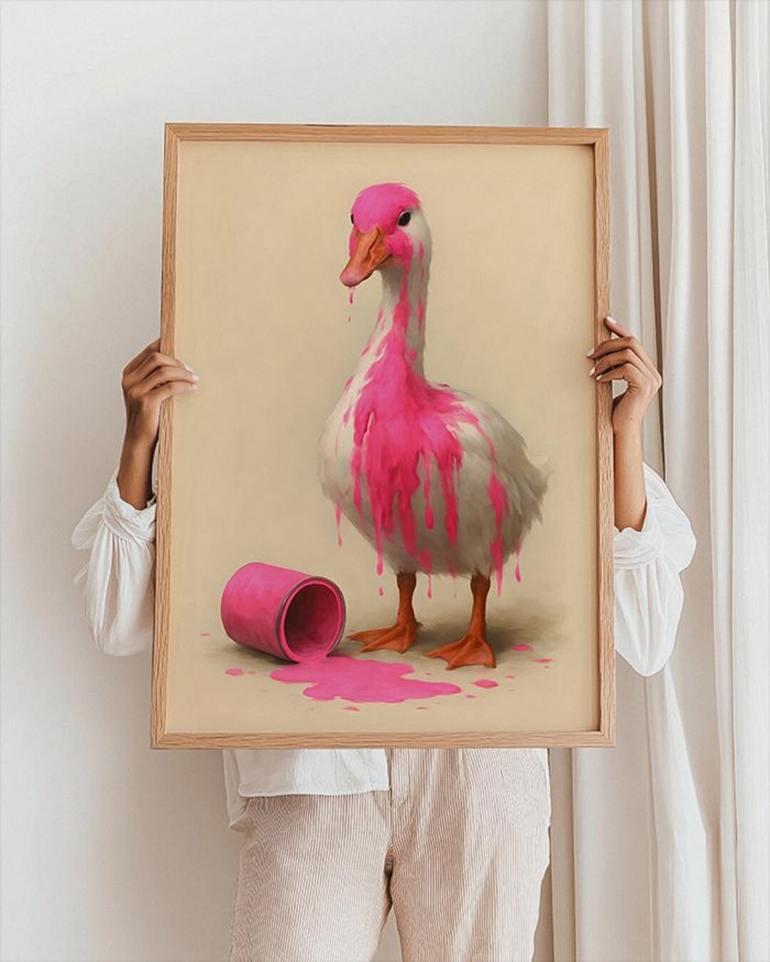 Pink Goose Wall Art, Silly Goose Print, Funny Animal Art, Nursery ...