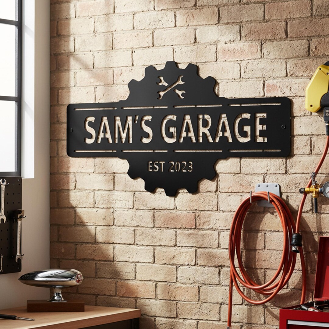 Custom Garage Name Sign,personalized Gear Garage Sign,rustic Garage ...