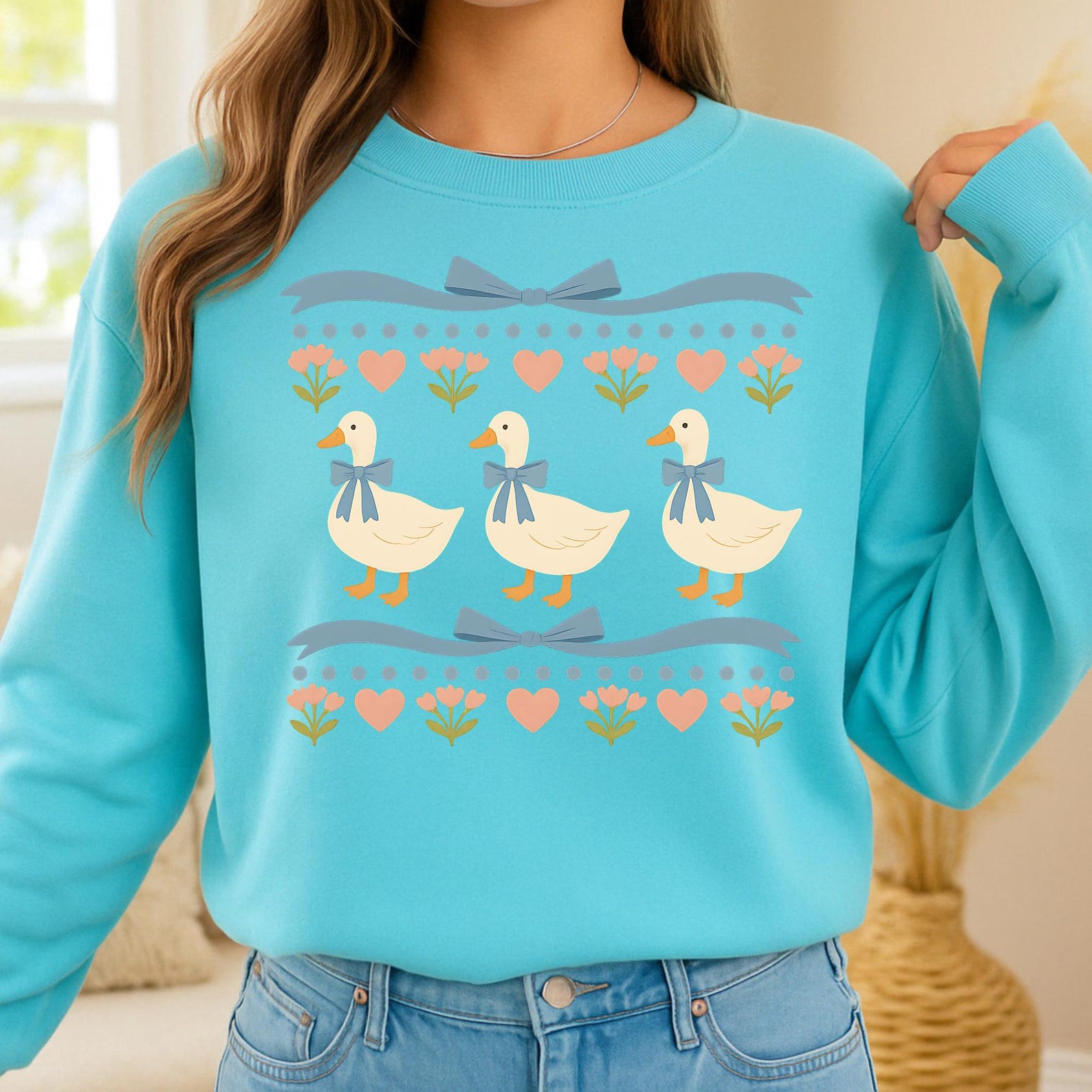 Vintage Blue Ribbon Goose Png, Retro Goose Sublimation, Cute 1980s ...