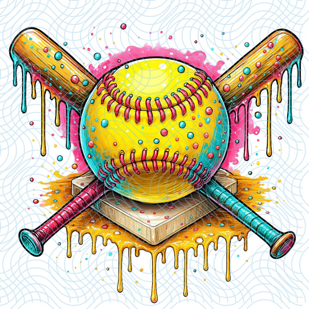 Softball Home Plate Ice Cream Drip PNG, Softball Sport Team Png ...