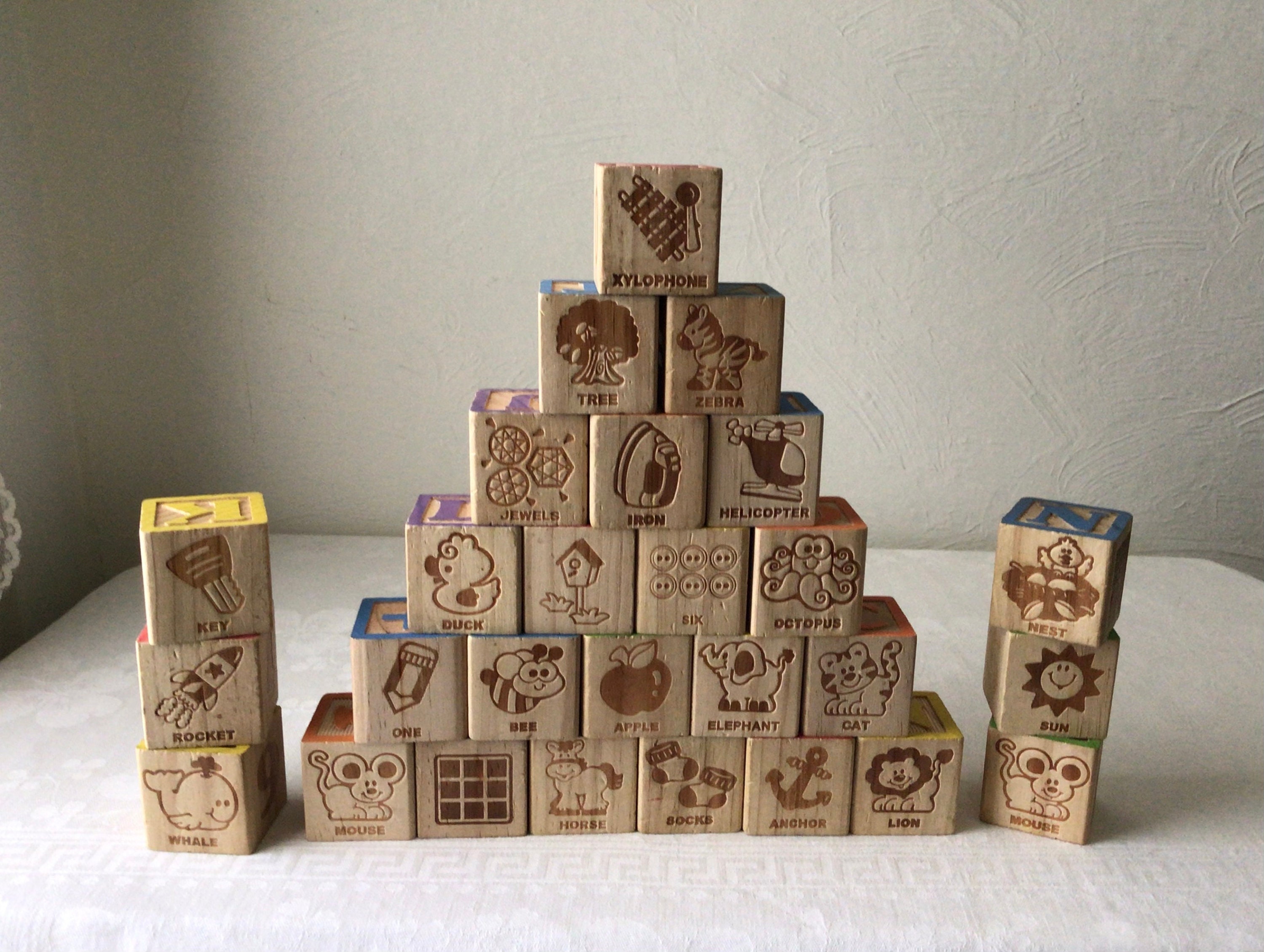 Wooden alphabet blocks educational toy | Etsy