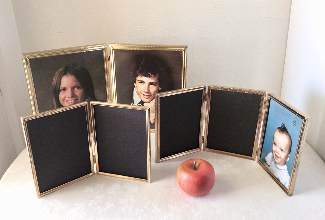 Gold Picture Frames, Hinged Stamped Tin, Double, Triple Photo, 8 X 10 ...