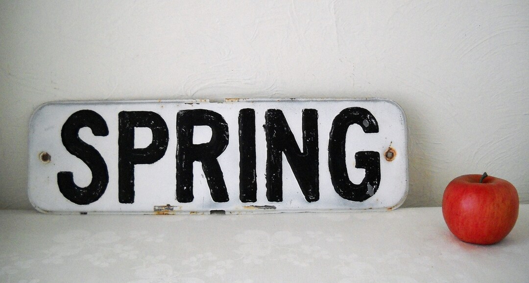 Spring Street Sign Embossed Vintage Original Black and White - Etsy