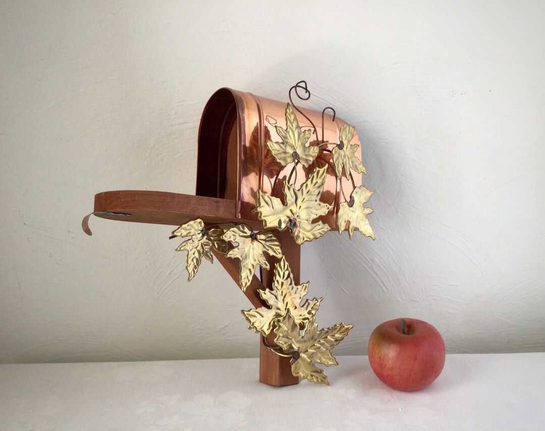 Mailbox Shelf Gold Leaves MCM Wall Shelf Hanging, Vintage Country Decor ...