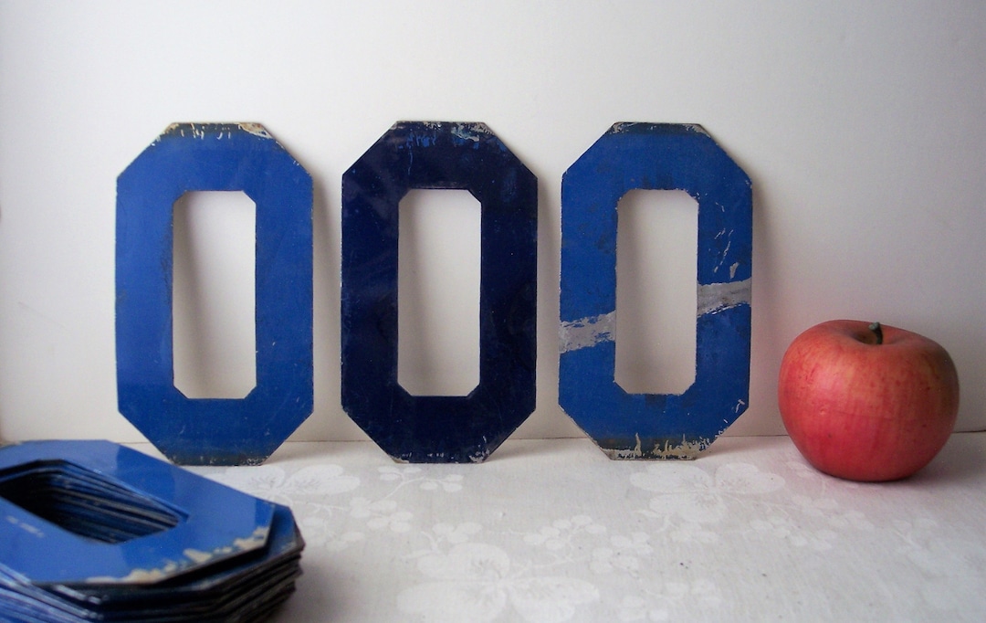 Blue Metal Letter O, Number 0, Vintage Marquee Sign, Weathered Outdoor ...