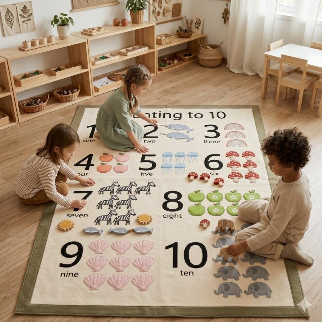 Kids Counting Numbers Rug: Educational Montessori Playroom Carpet - Etsy