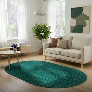Oval Emerald Green Area Rug - Etsy