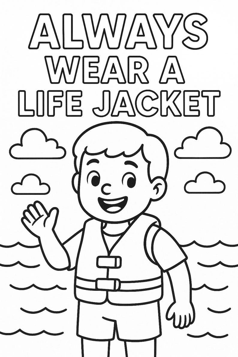 Water Safety Coloring Book for Kids (ages 5–8) – Printable PDF - Etsy