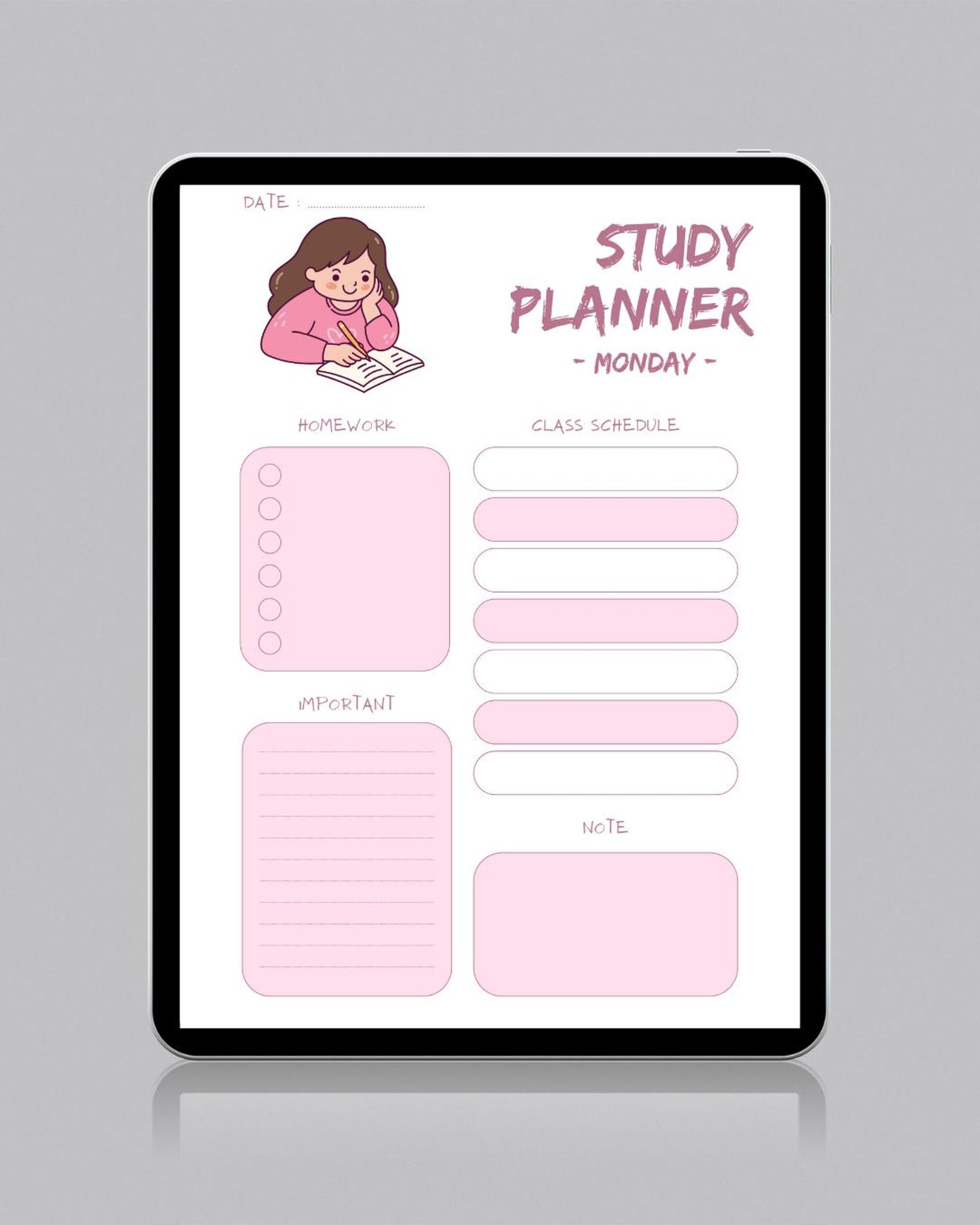 Digital Planner- Pink Ribbons - Editable Student Planner | School ...