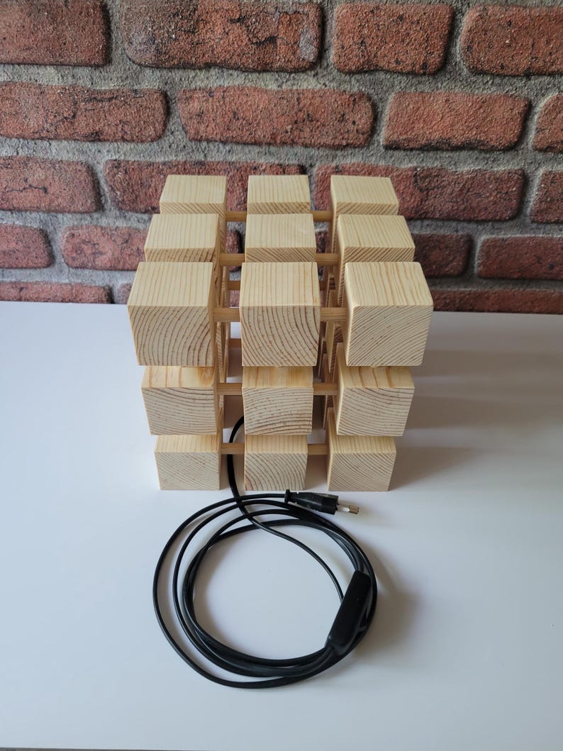 Handmade Rustic Wooden Floor Lamp: Square Pine Design, E27 Socket - Etsy