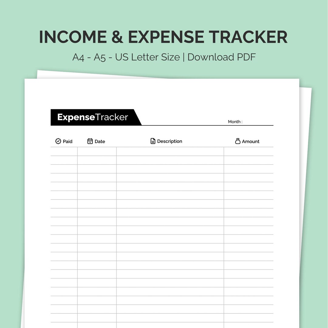 Income & Expense Tracker Printable | Monthly Budget Planner PDF ...