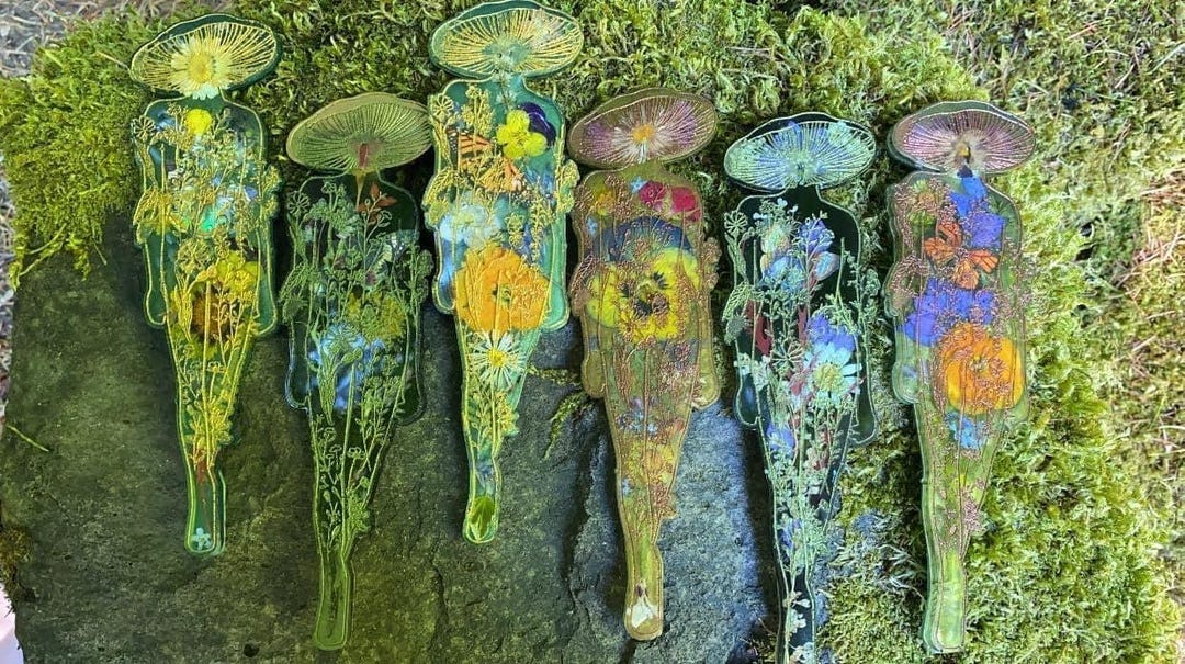 Mushroom Goddess Wall Hanging – Handmade Forest Art, Floral Mushie ...