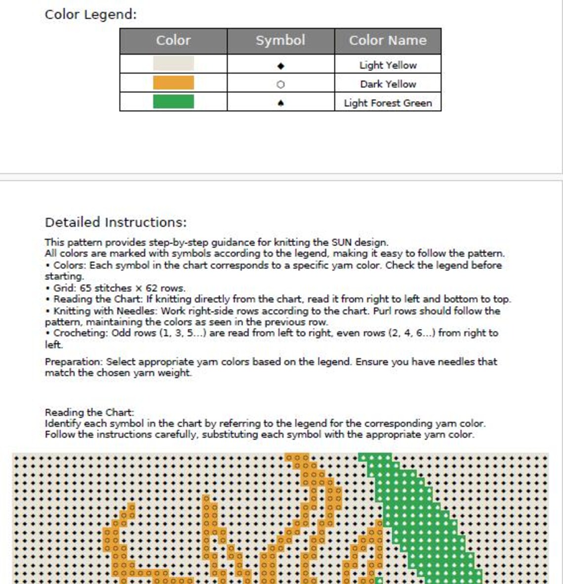 Colorwork Knitting Pattern: Sun Design - Intarsia PDF - Etsy