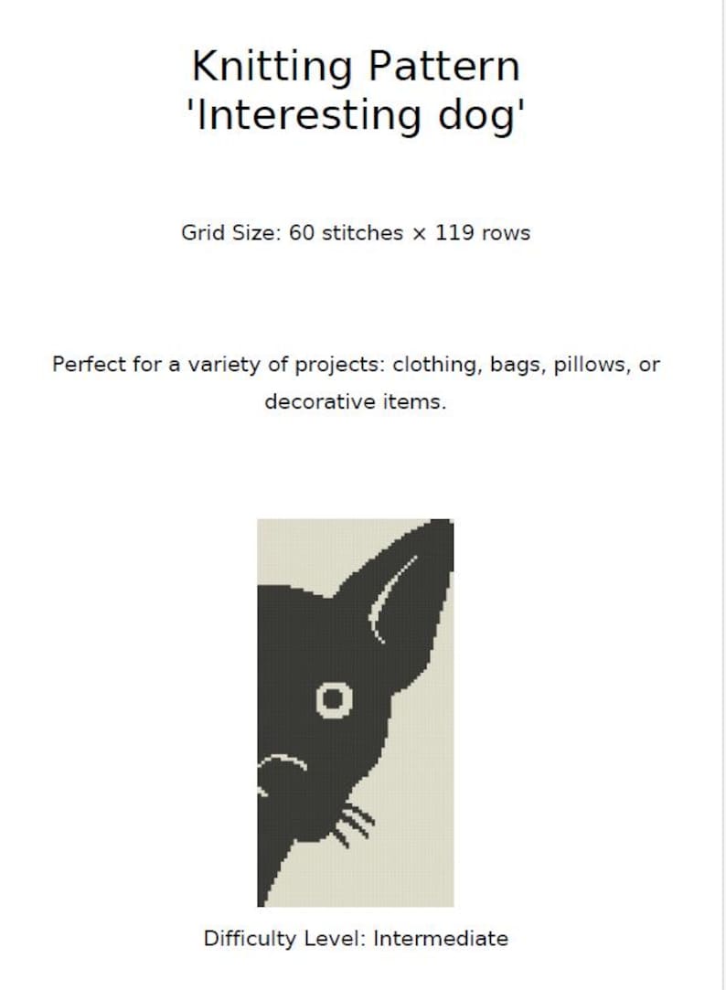 Dog Intarsia Knitting Chart Pattern (PDF Digital Download) - Etsy Australia
