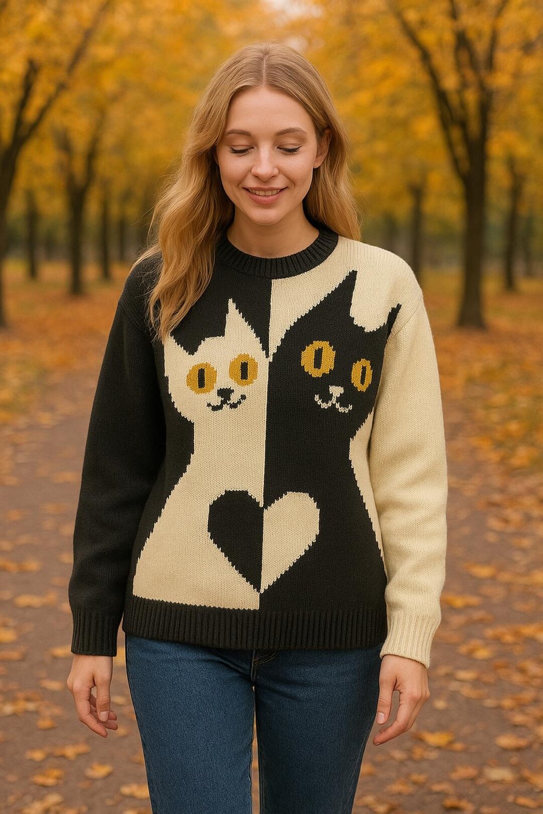 Black and White Cats - Knitting Chart, Intarsia, PDF, Knitting Pattern ...