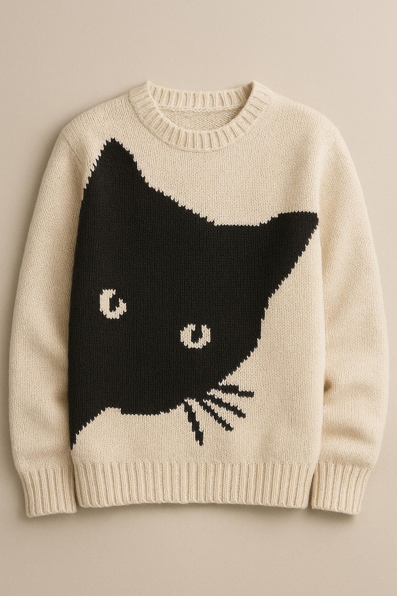 Black Cat Knitting Chart: Intarsia PDF Pattern (sweaters, Pillows ...