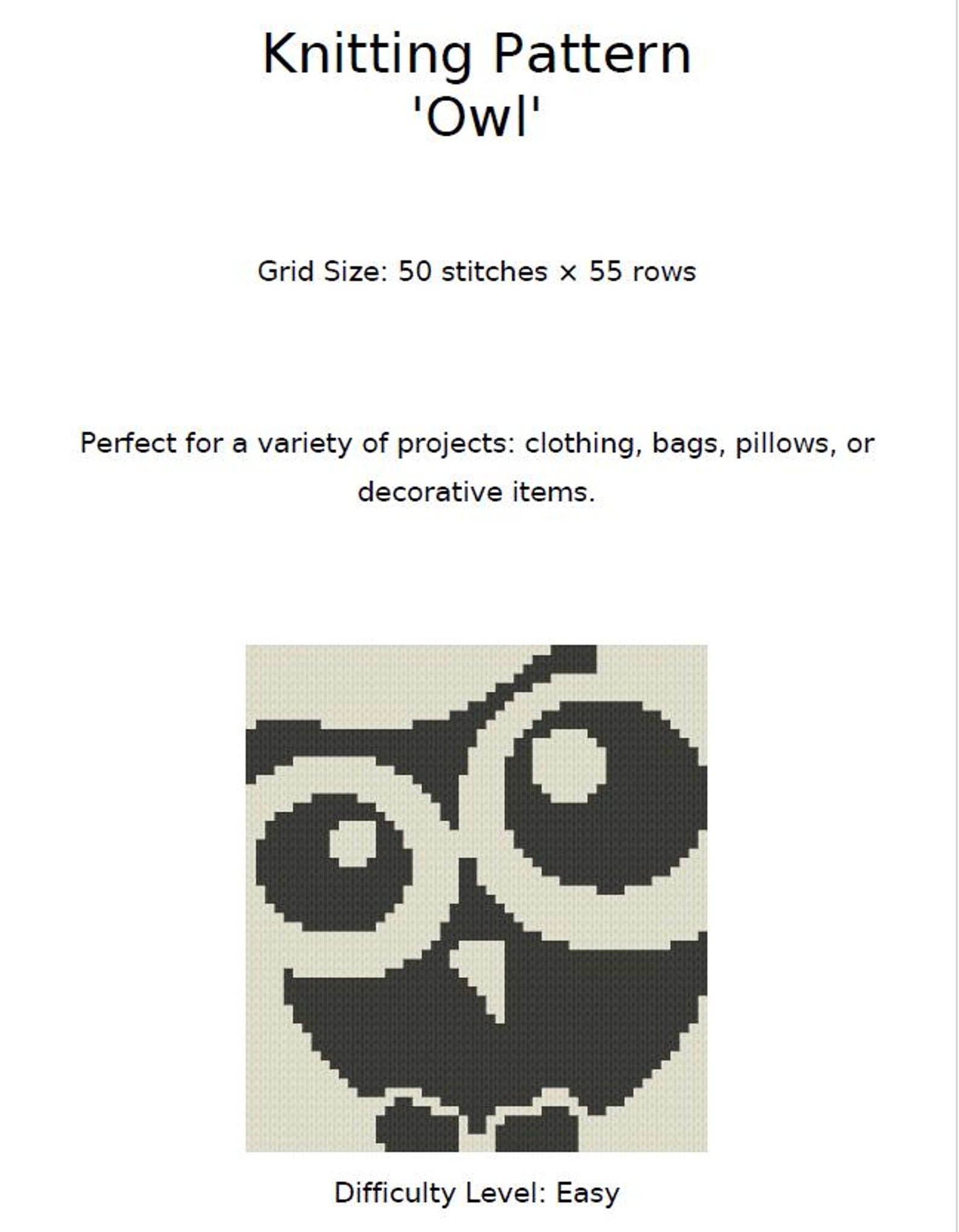 Scheme for Knitting Owl – Knitting Pattern PDF | Intarsia Chart - Etsy