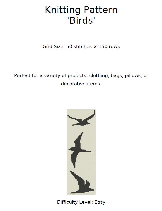 Birds – Knitting Pattern PDF | Intarsia Chart - Etsy