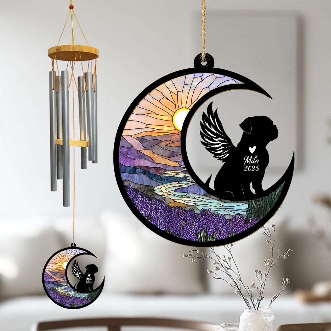 Personalized English Bulldog Memorial Wind Chime, Custom Pet Loss ...