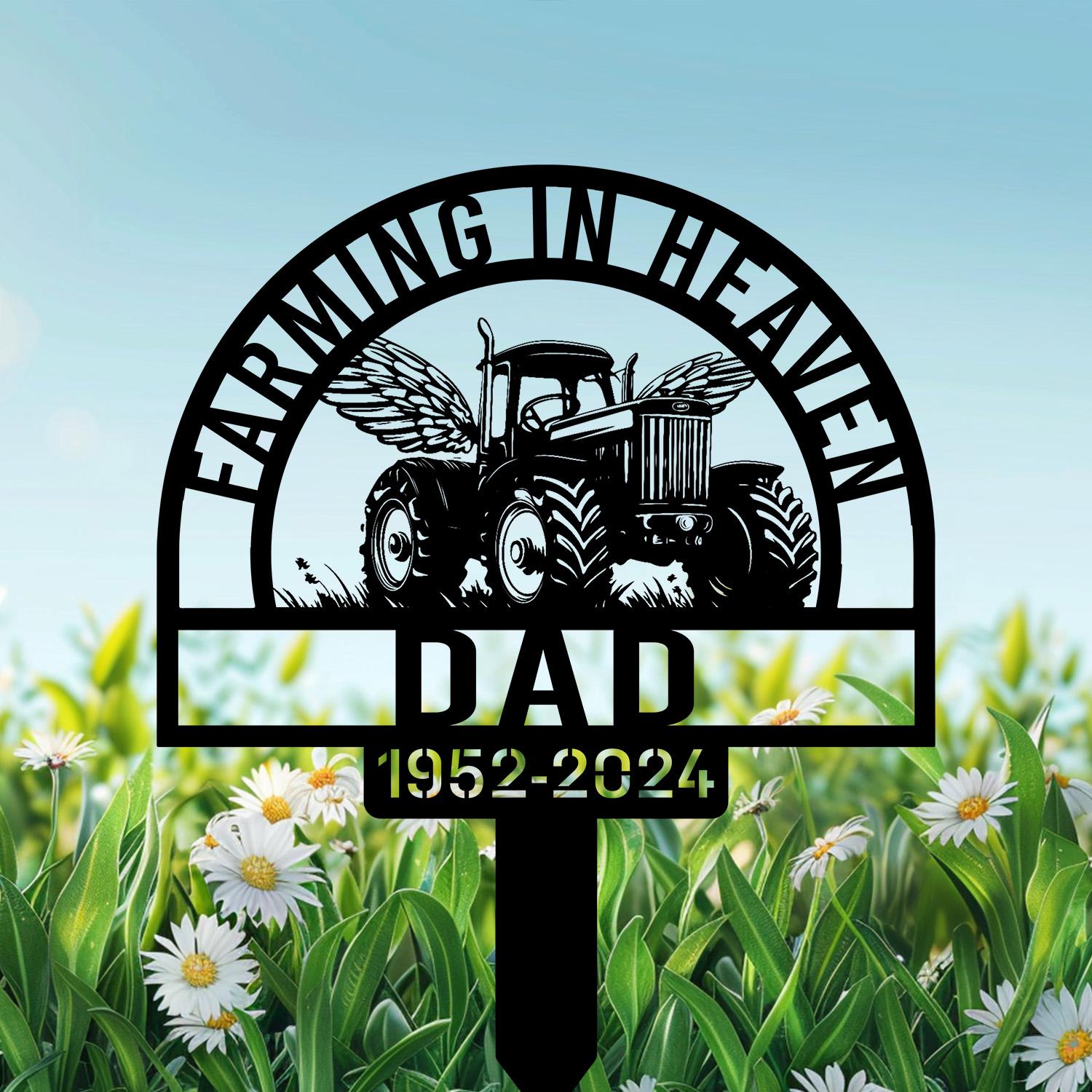 Personalized Tractor With Wings Memorial Garden Stake for Famer, Custom ...