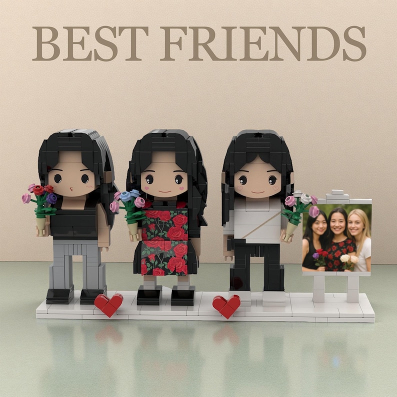 Custom Family Brick Figures With Photo Easel, Personalized Mini Figures ...