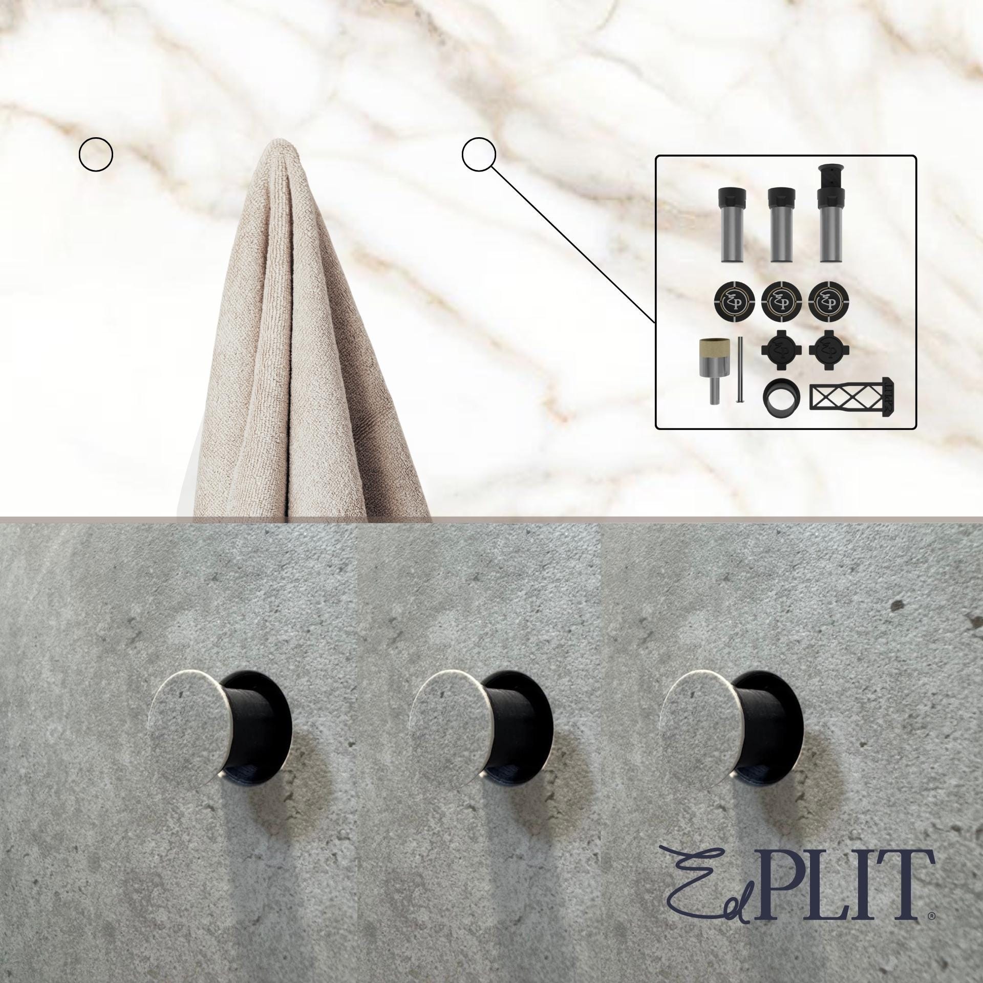 Edplit Towel Holder – Hidden Mount | Modern & Minimal Wall Hook ...