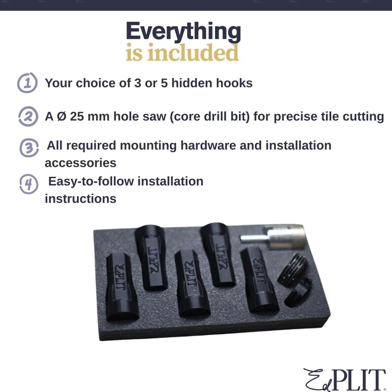 Edplit Towel Holder – Hidden Mount | Modern & Minimal Wall Hook ...