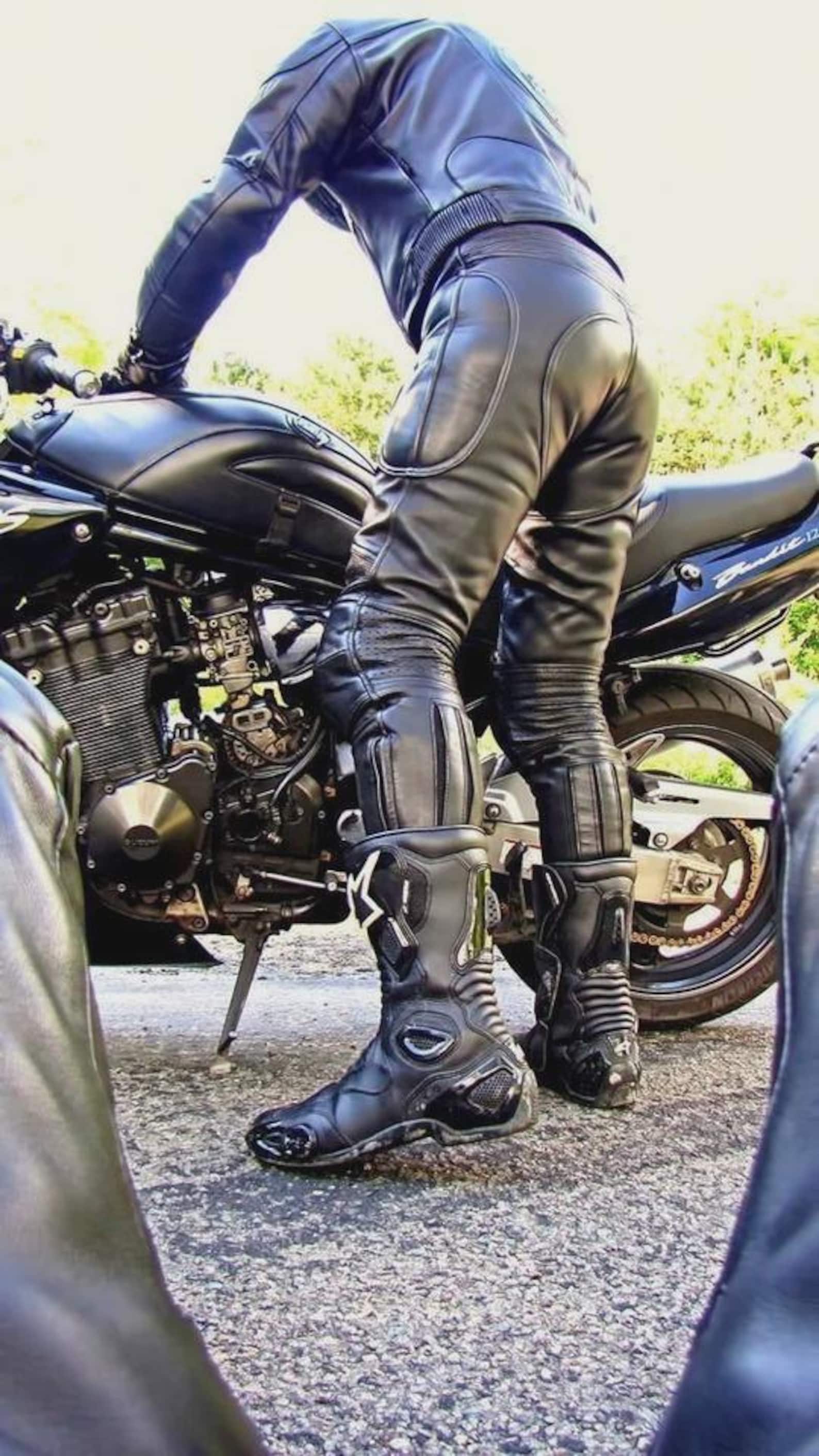 Gay Bluf Style CE Armored Motorcycle Leather Suit: Custom Fit Biker ...