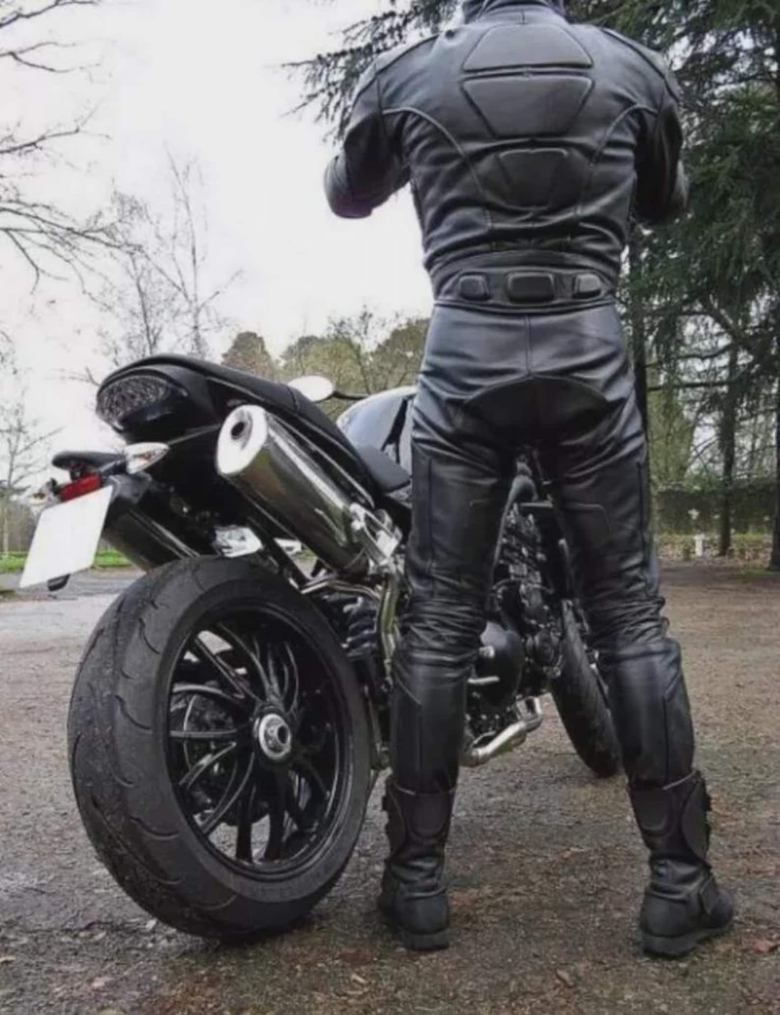Gay Bluf Style CE Armored Motorcycle Leather Suit: Custom Fit Biker ...