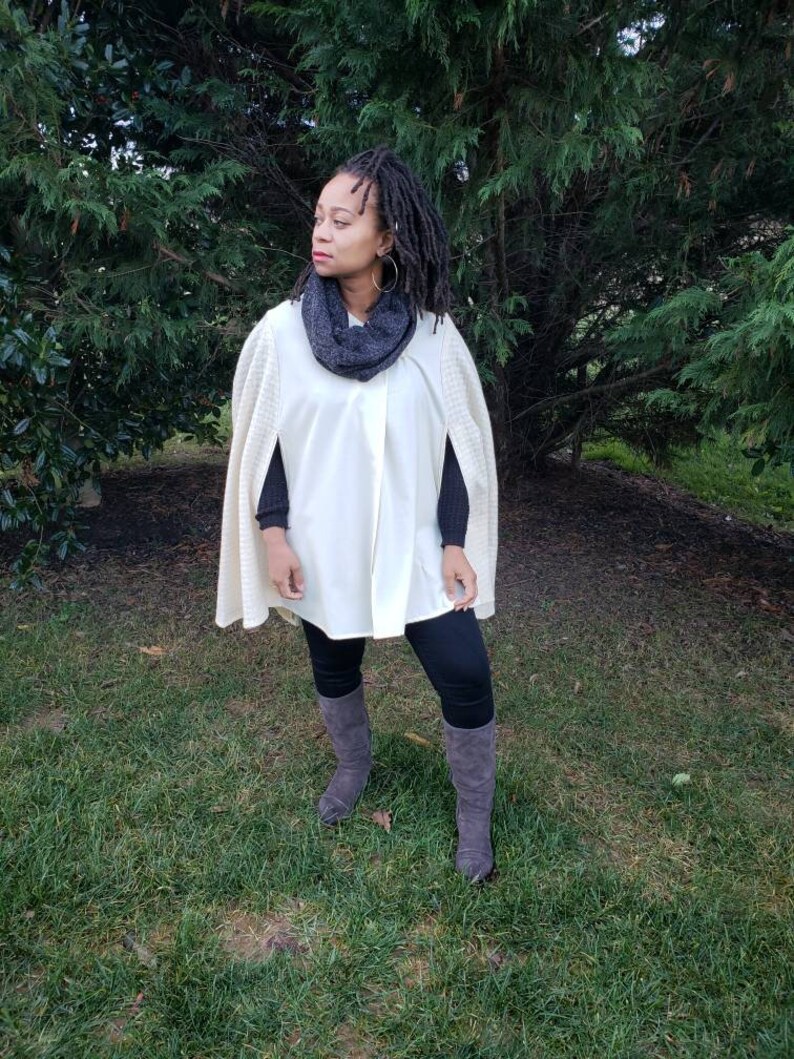 Mixed Media Wool Cape With Arm Openings - Etsy