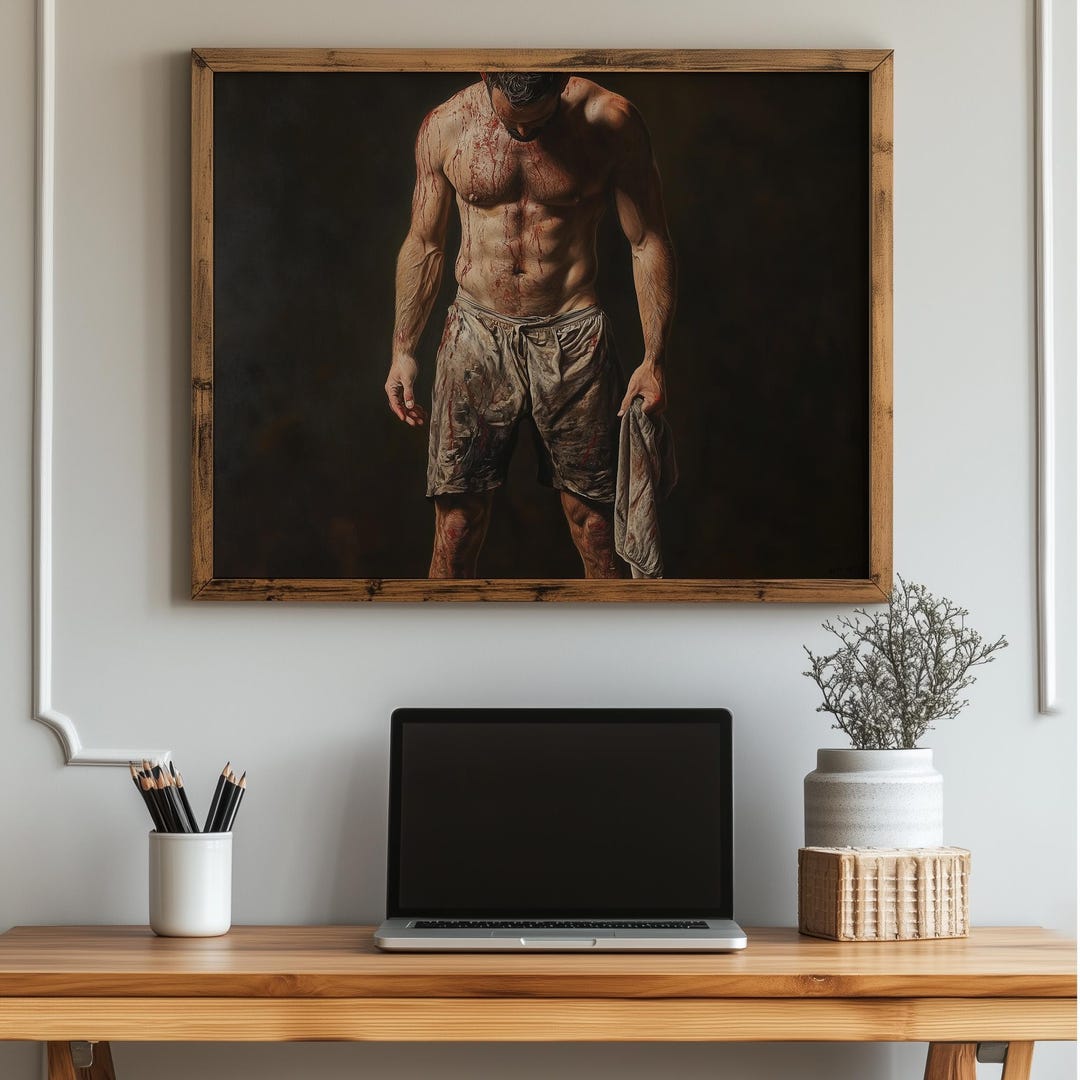 Printable Male Figure Study Art - Rustic Wall Decor, Moody Full Bodied ...
