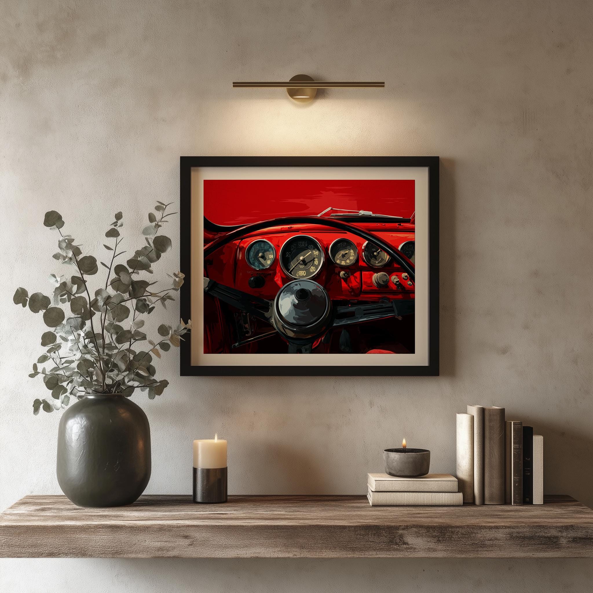 Vintage Truck Dashboard Printable Art - Rustic Red Decor, Classic ...