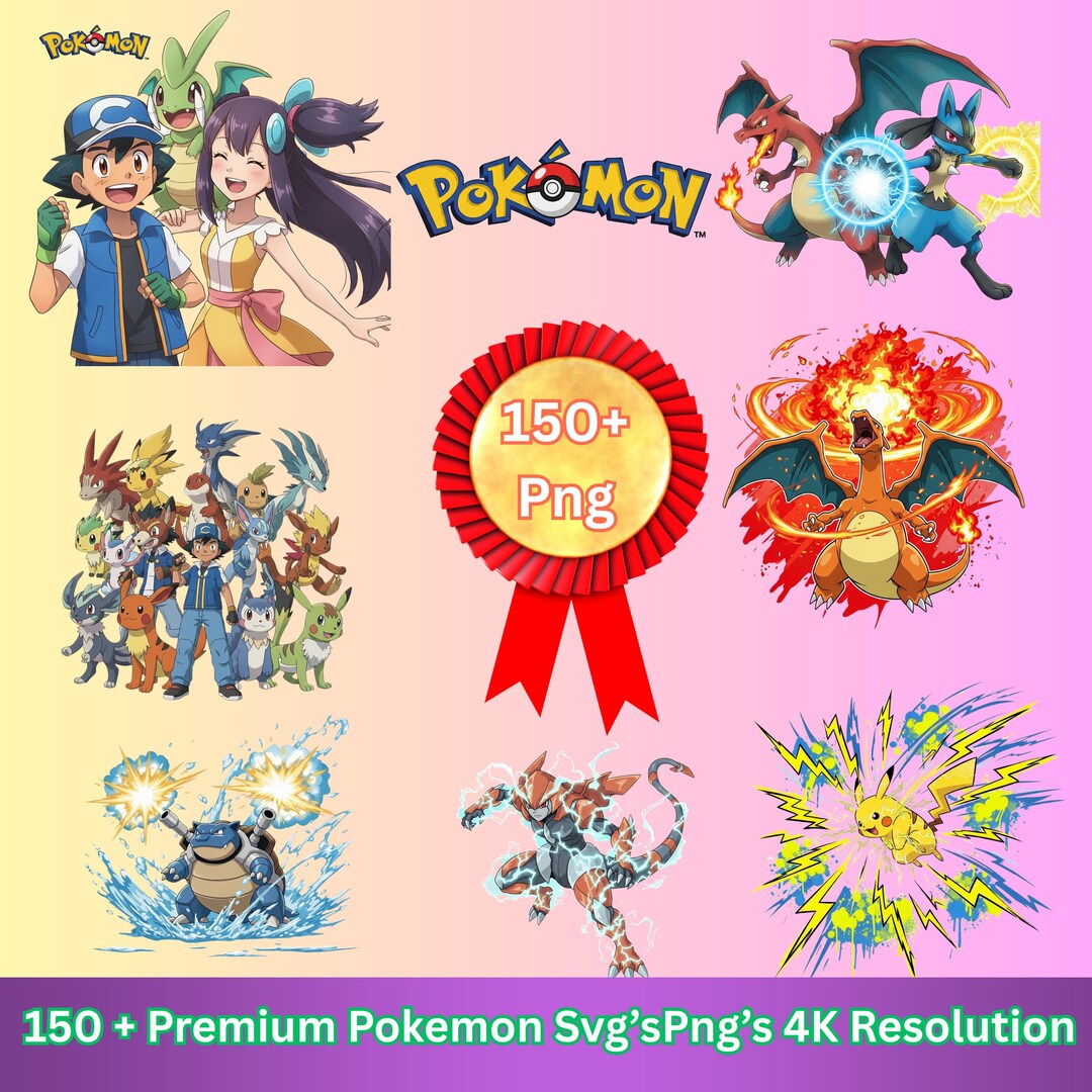 Pokemon Mega Bundle, 150+ Designs, SVG, PNG (digital Download) - Etsy