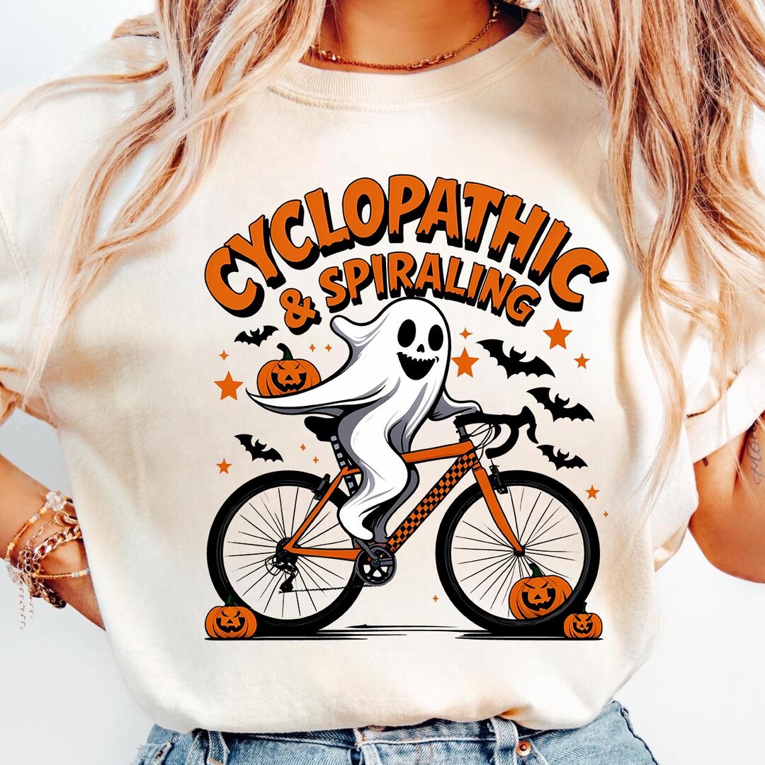 Cyclopathic and Spiraling PNG, Halloween Ghost Bike Sublimation, Spooky ...