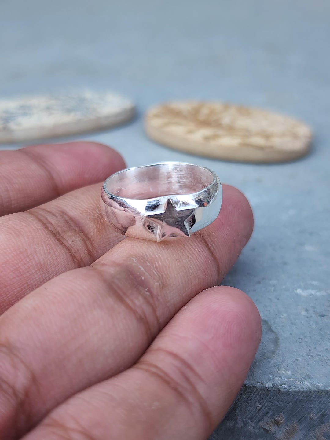Handmade Sterling Silver Star Signet Ring | Chunky Band - Etsy