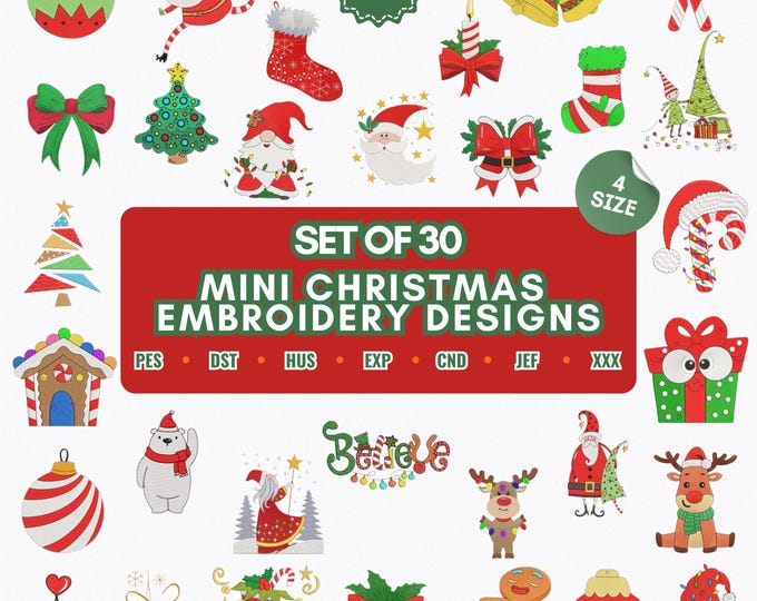 Mini Machine Embroidery Design Bundle, Holiday Mini Embroidery Designs ...