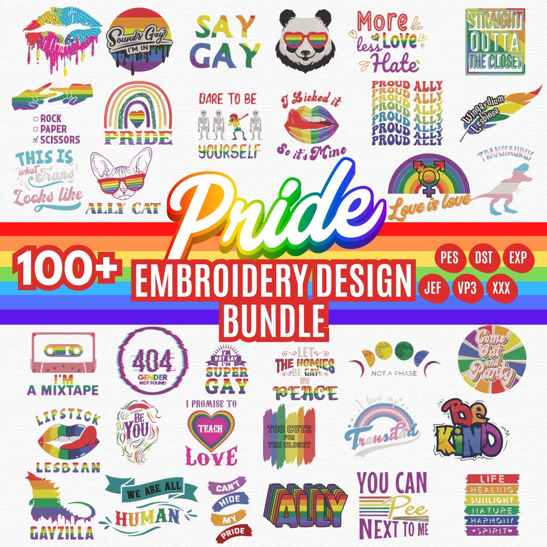 Pride & LGBTQ Machine Embroidery Design Bundle, Love GSRM Patterns ...