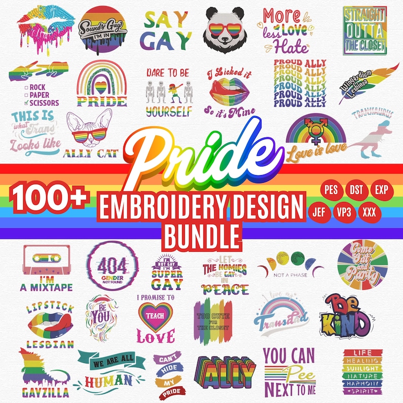 Pride & LGBTQ Machine Embroidery Design Bundle, Love GSRM Patterns ...