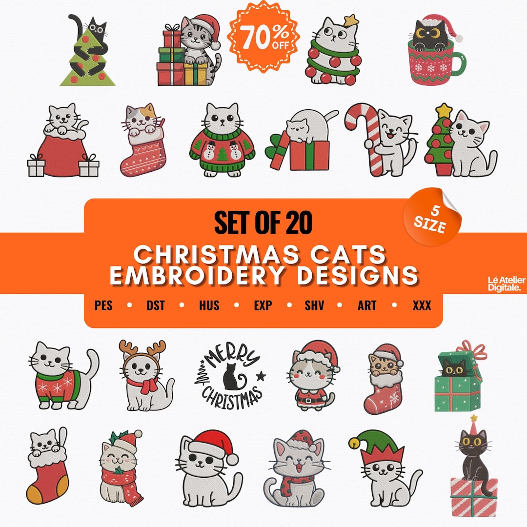 Custom Cat Breeds Christmas Embroidery Design Bundle, Cat Mom Gift ...