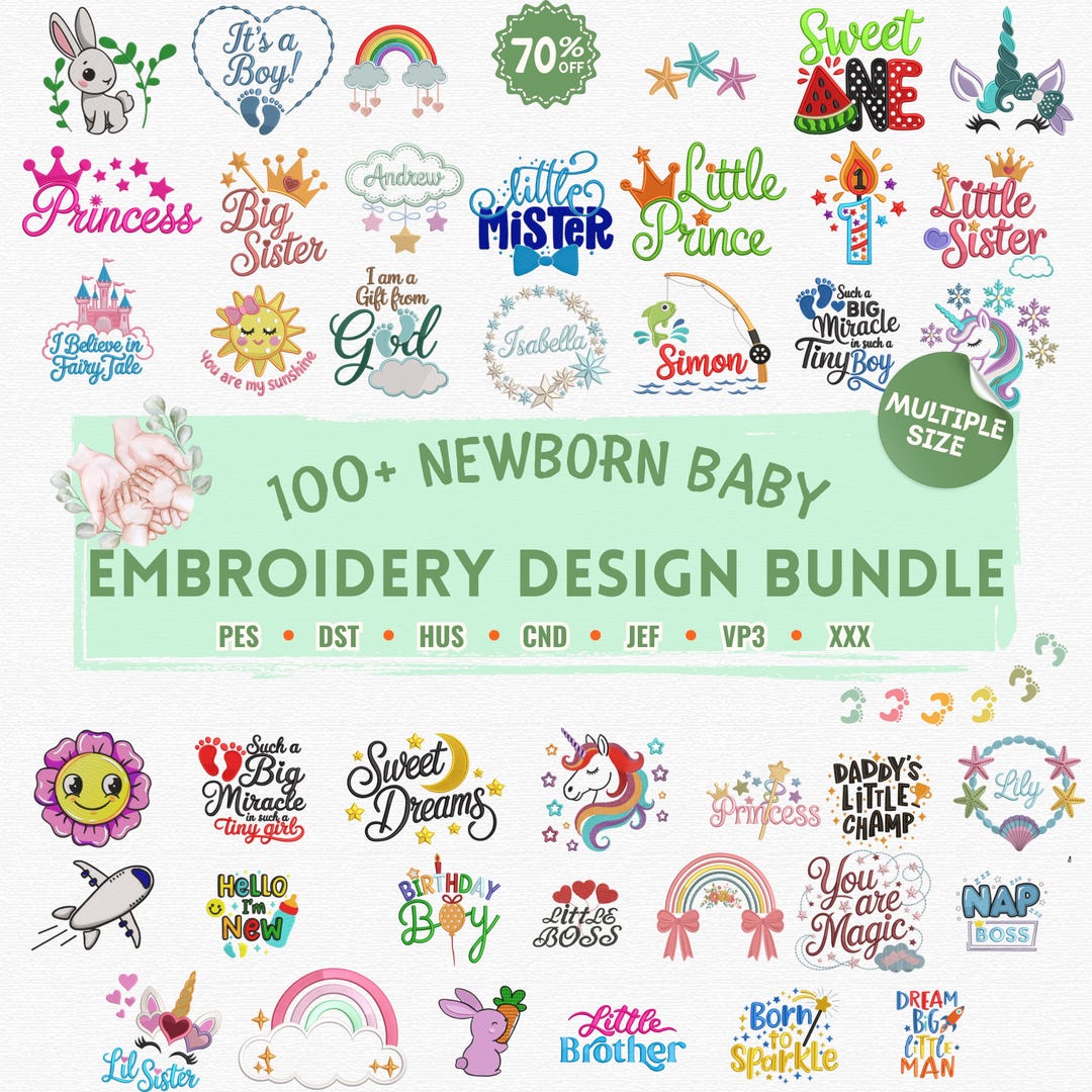 Newborn Baby Embroidery Design Bundle - Quotes, Baby Shower Gifts ...