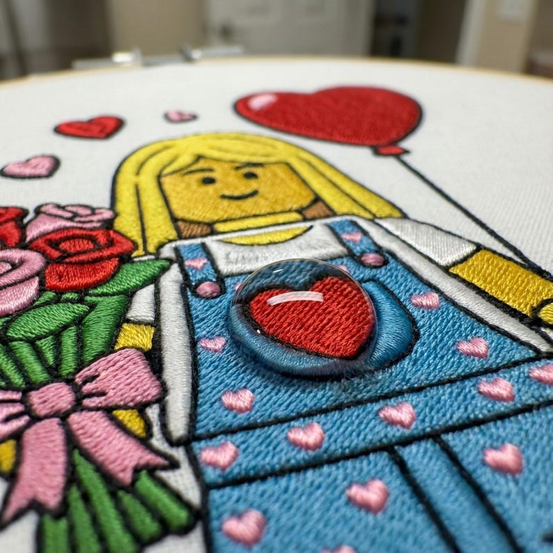 Lego-inspired Valentine Embroidery Designs, Building Brick Figures ...