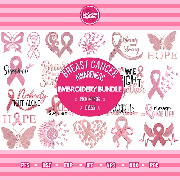 Breast Cancer Embroidery Designs - Etsy