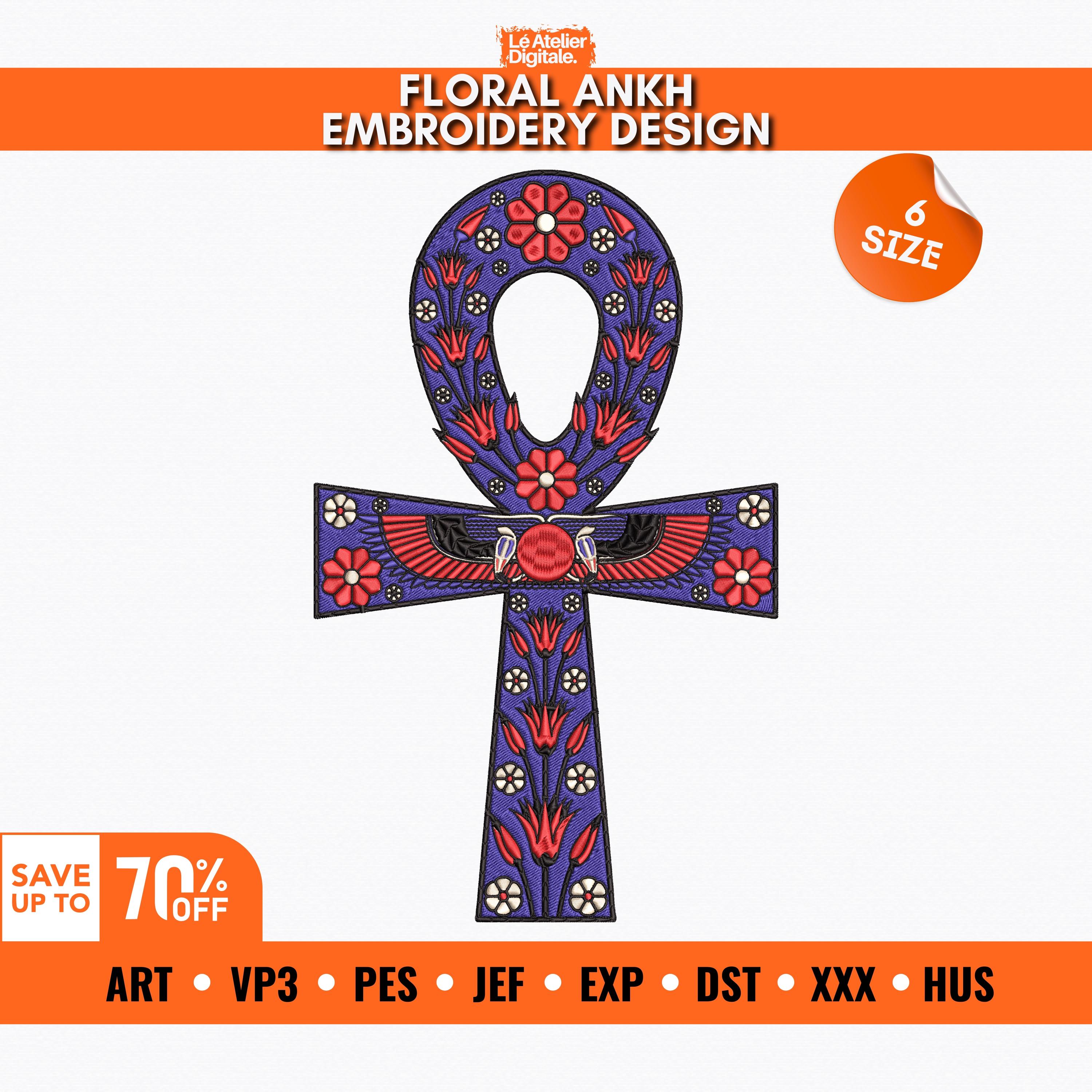 Holy Floral Ankh Embroidery Design - Mystic, Ancient and Sacred ...