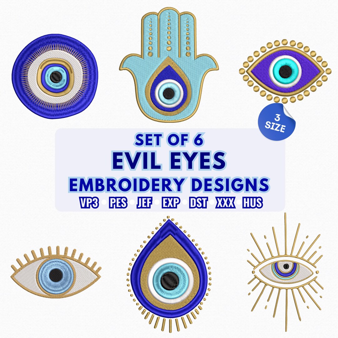 Classic Evil Eye Embroidery Design Bundle – Protection Amulet & Lucky ...