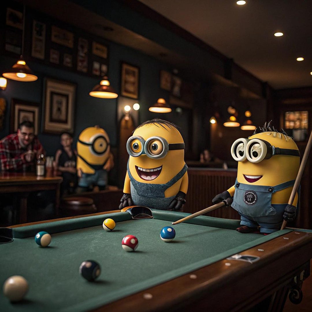 Minions Playing 8-ball Pool in a Bar - Etsy