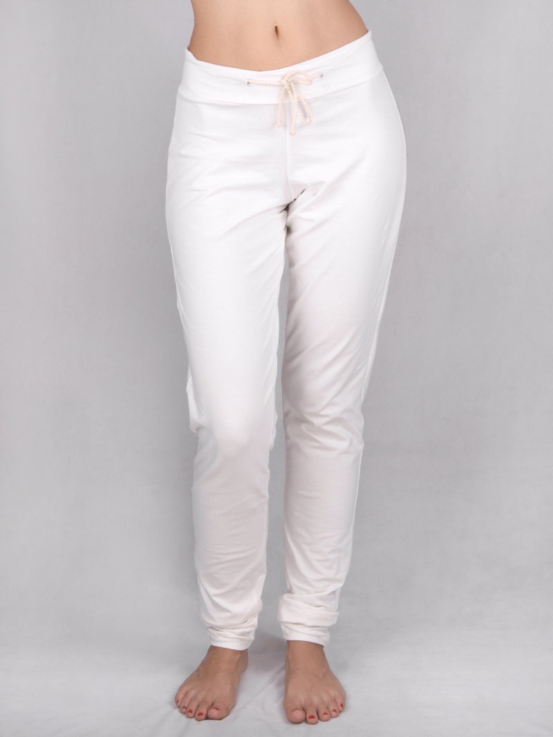 Churidar Pants in Cotton Lycra OFF WHITE Dance Wear, Yoga Wear, Active ...