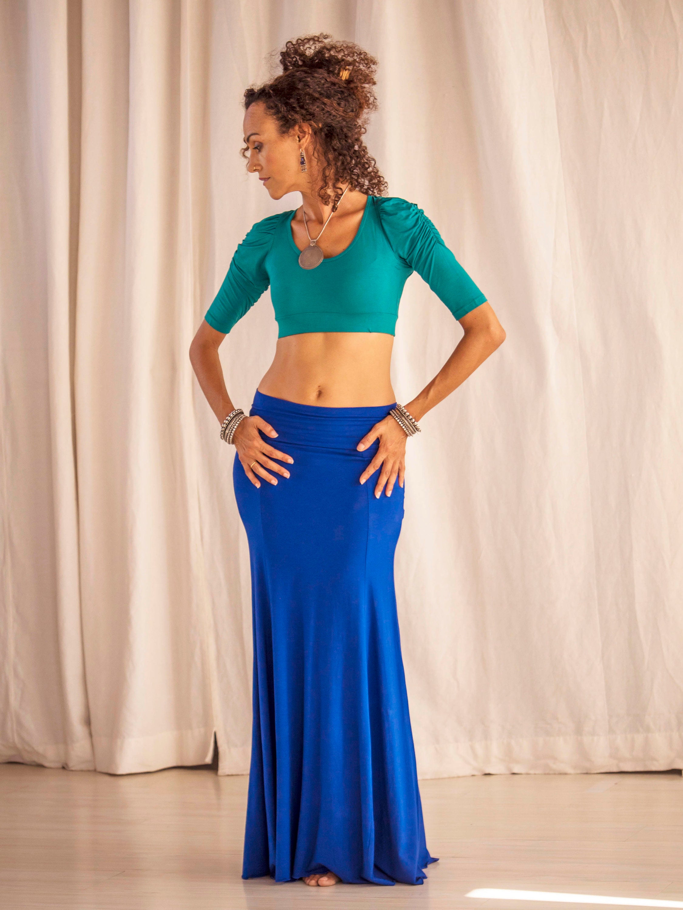 Cocopuff Choli - Bellydance Crop Top With Puff Sleeves in Super ...