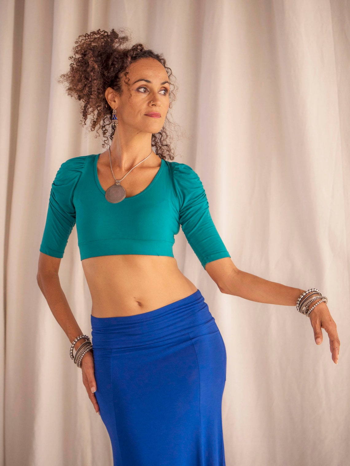 Cocopuff Choli - Bellydance Crop Top With Puff Sleeves in Super ...