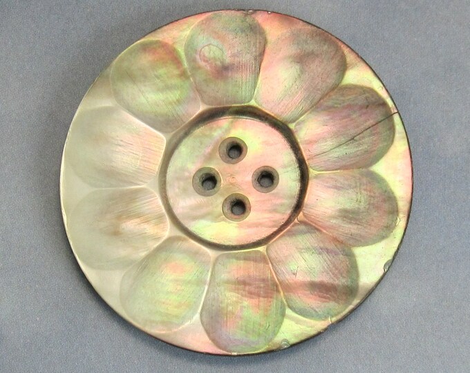 Pearl Shell Button 43mm HUGE Antique Black Pearl Carved Mother of Pearl ...